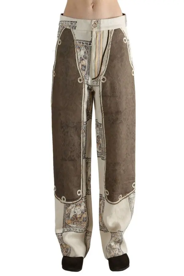 COMMUNS Printed Plaid Pants