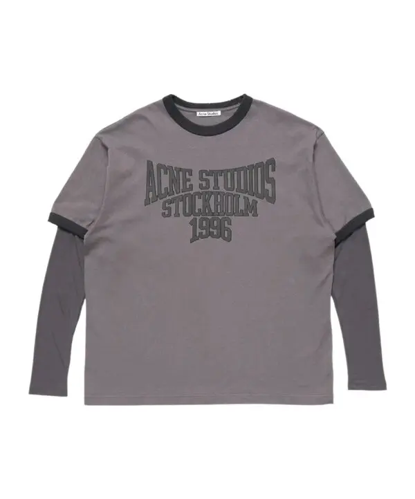 Acne Studios Logo-print Layered T-shirt - Gray