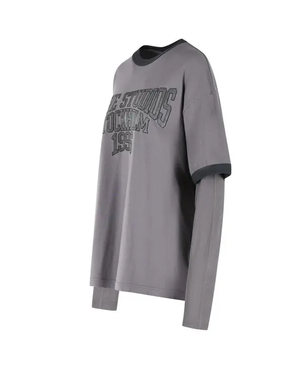 Acne Studios Logo-print Layered T-shirt - Gray