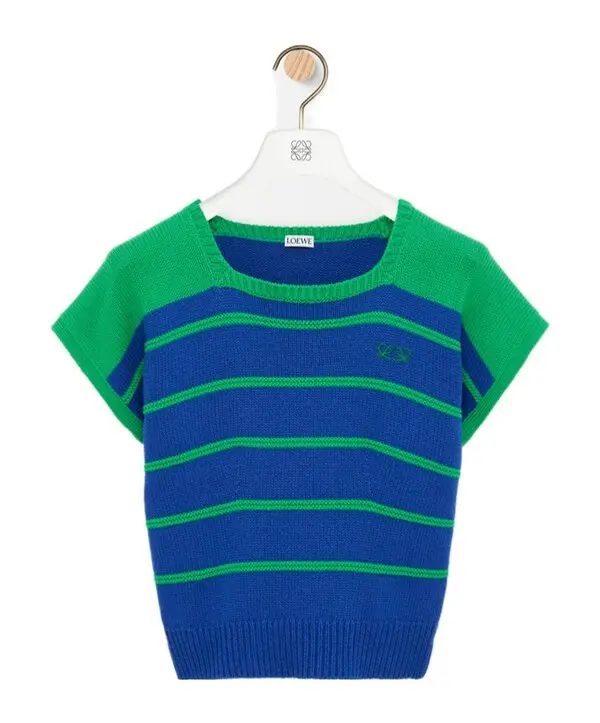 Loewe Sleeveless Sweater In Cotton And Wool - Blue
