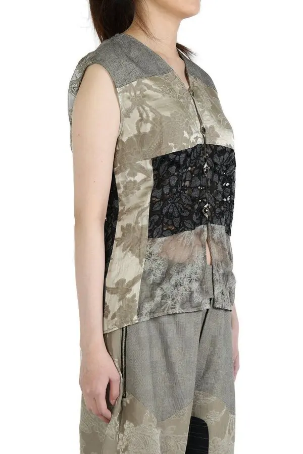 COMMUNS Printed Patchwork Vest