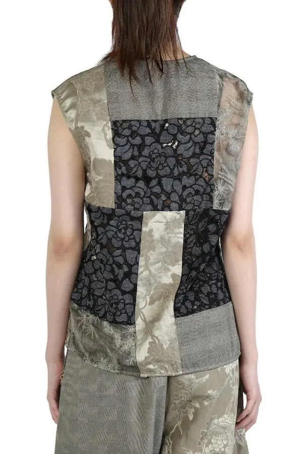 COMMUNS Printed Patchwork Vest