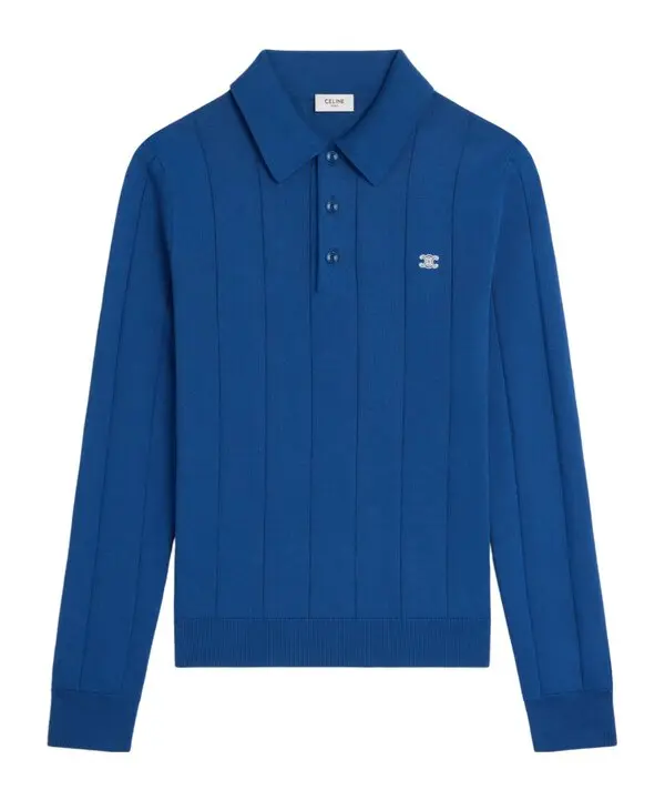 Celine Polo In Fine Silk And Cotton - Blue