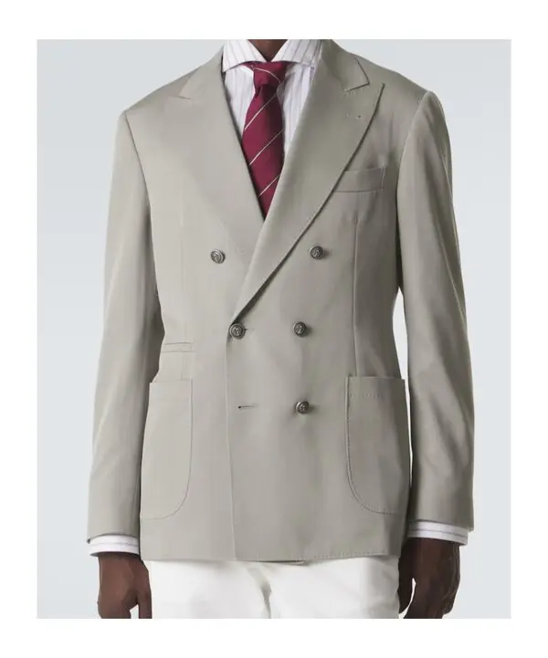 Brunello Cucinelli Double-breasted Silk Suit Jacket