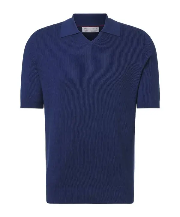Brunello Cucinelli Ribbed-knit Cotton Polo Shirt