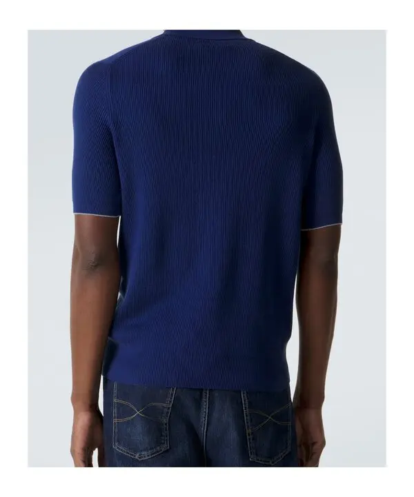 Brunello Cucinelli Ribbed-knit Cotton Polo Shirt