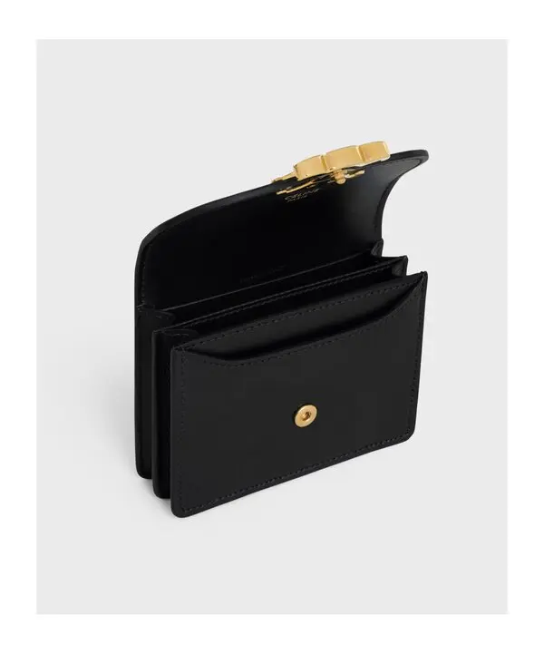 Celine Business Card Holder Triomphe In Shiny Calfskin
