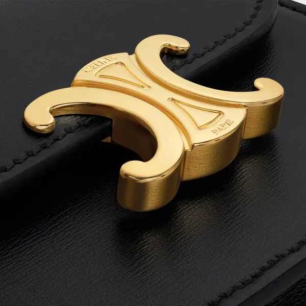 Celine Business Card Holder Triomphe In Shiny Calfskin