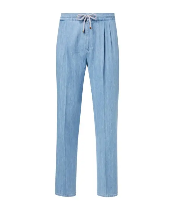 Brunello Cucinelli Pleated Cotton Straight Pants
