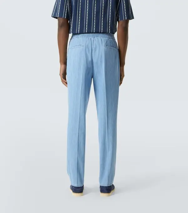 Brunello Cucinelli Pleated Cotton Straight Pants