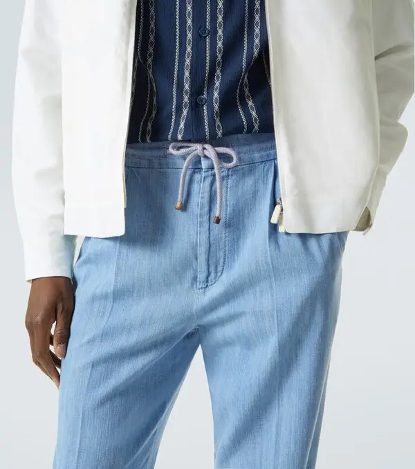 Brunello Cucinelli Pleated Cotton Straight Pants