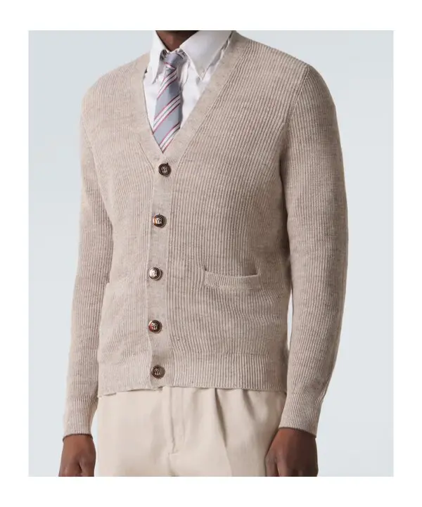 Brunello Cucinelli Ribbed-knit Linen And Cotton Cardigan