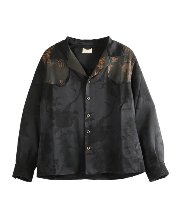 COMMUNS Floral-jacquard Shirt - Black
