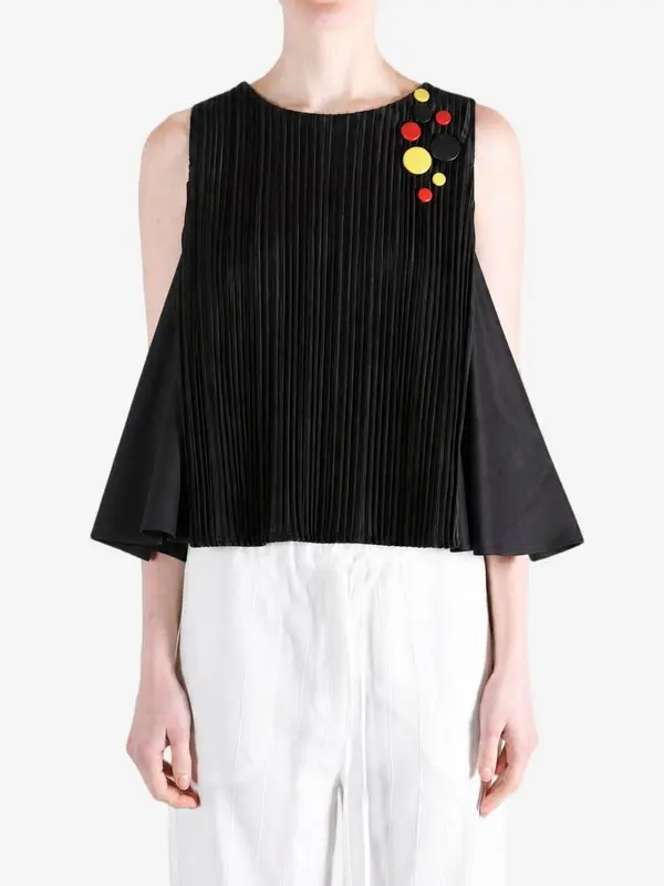 COMMUNS Sleeveless Paneled Top With Button Detail