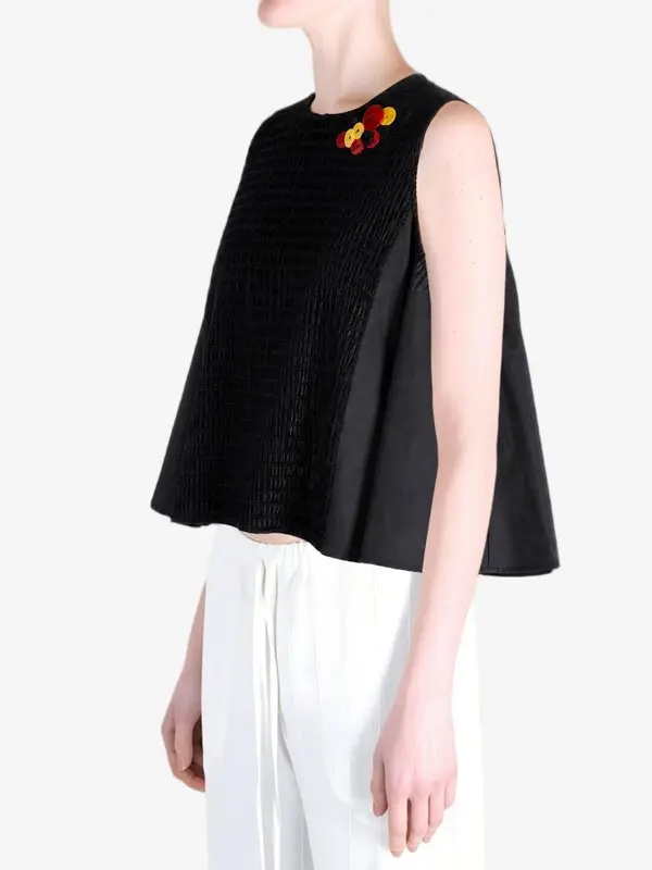 COMMUNS Sleeveless Paneled Top With Button Detail