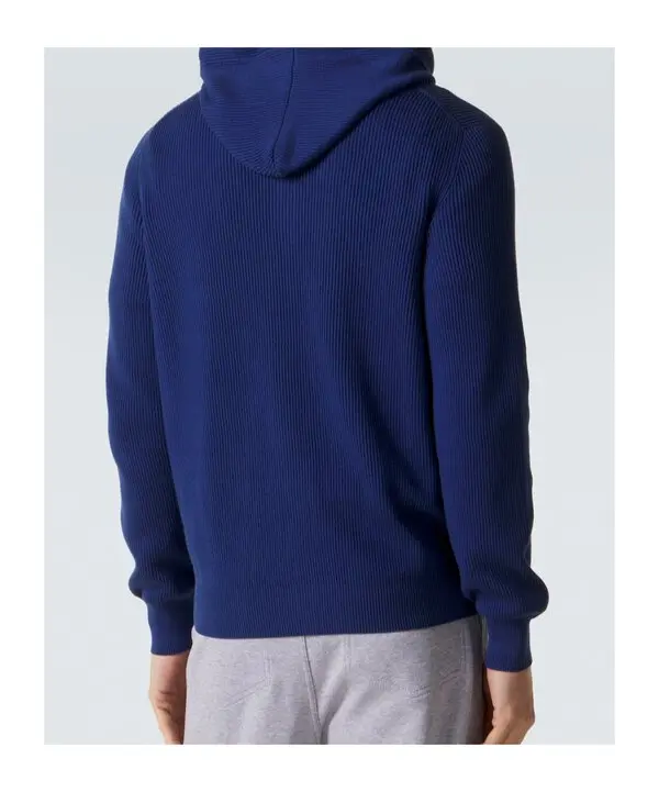 Brunello Cucinelli Logo Ribbed-knit Cotton Zip-up Hoodie