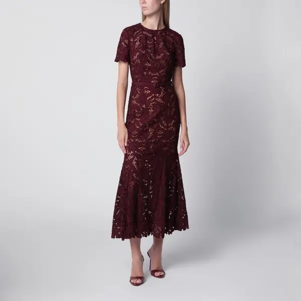 SELF-PORTRAIT Lace Midi Dress - Red