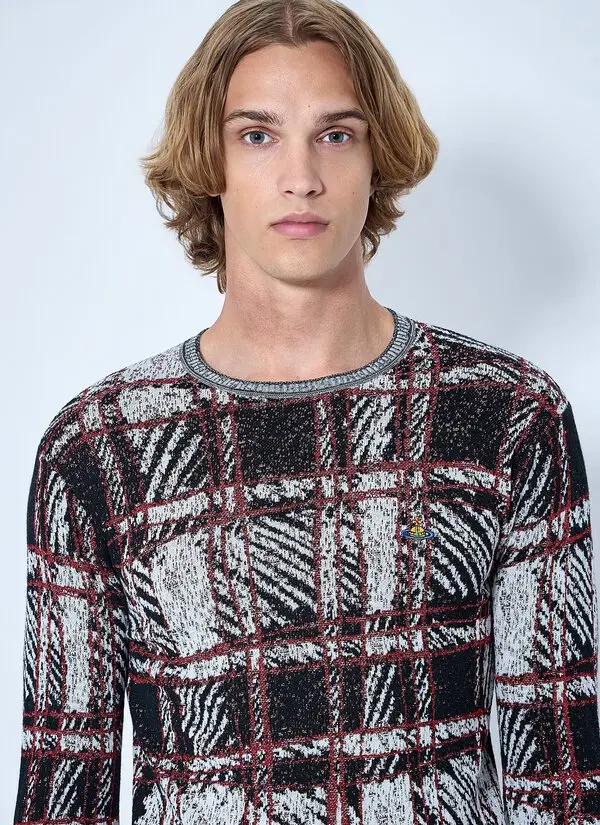 VIVIENNE WESTWOOD Plaid Piqué Sweater - Gray