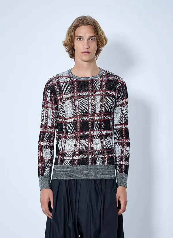 VIVIENNE WESTWOOD Plaid Piqué Sweater - Gray