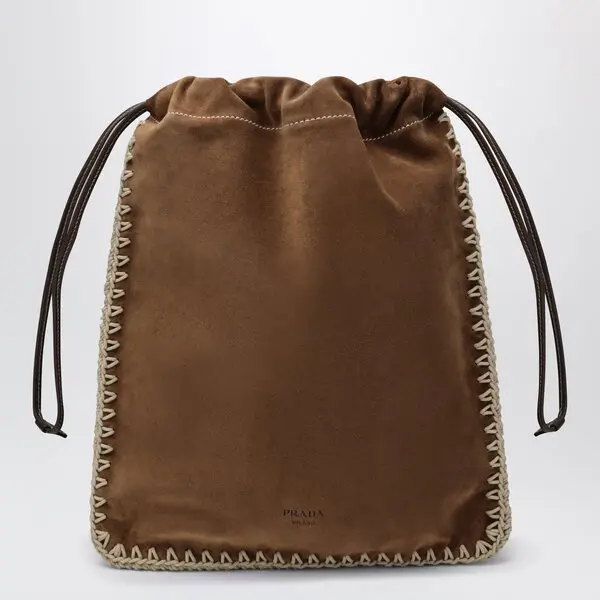 Prada Suede Leather Wish Pouch - Brown