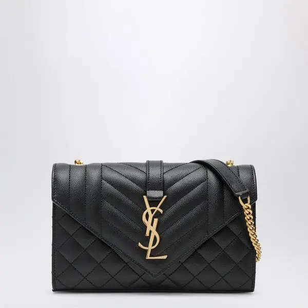 Saint Laurent Small Envelope Flap Bag In Quilted Leather - Black