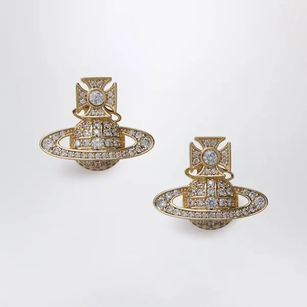 VIVIENNE WESTWOOD Orb Earrings In Gold-tone Metal With Crystals - Silver