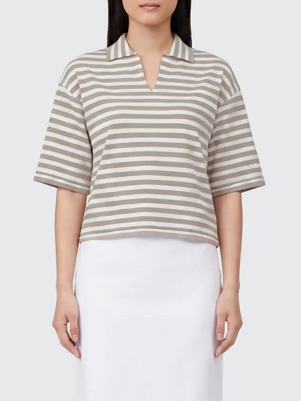 Max Mara Striped Viscose Polo Shirt - Cream