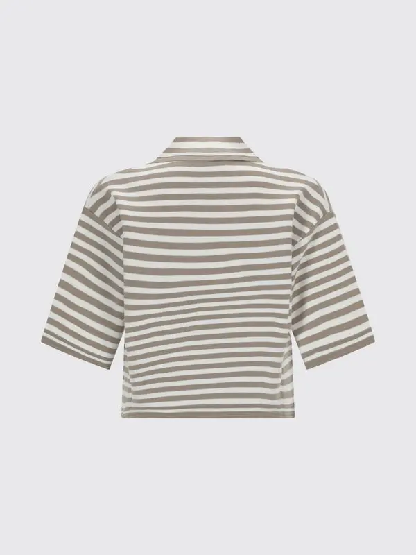 Max Mara Striped Viscose Polo Shirt - Cream
