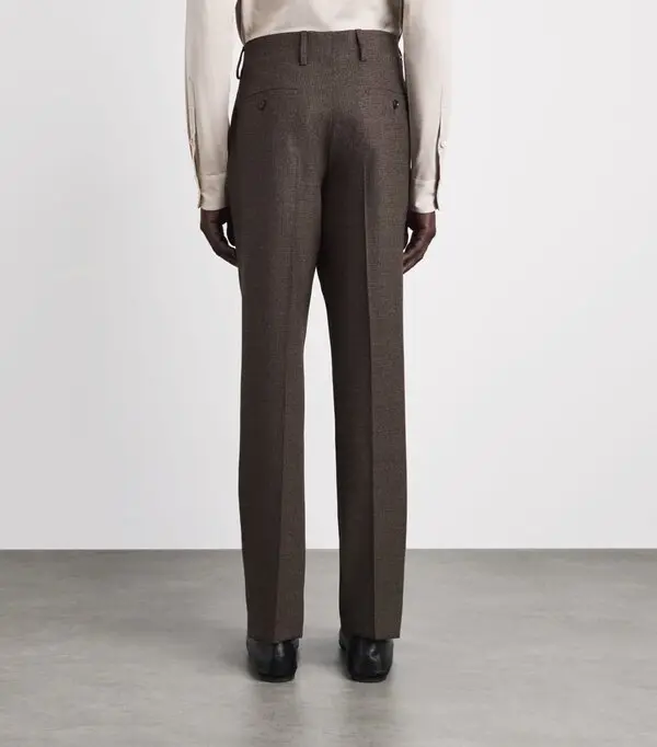 LARDINI Virgin Wool Check Trousers