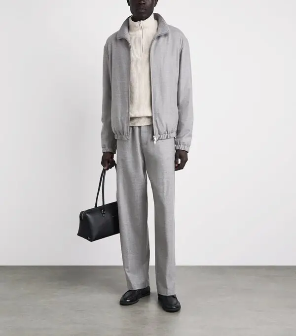 LARDINI Zip-up Stretch-virgin Wool Jacket