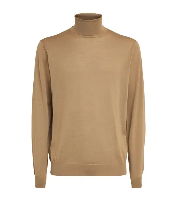 LARDINI Virgin Wool Rollneck Sweater - Brown
