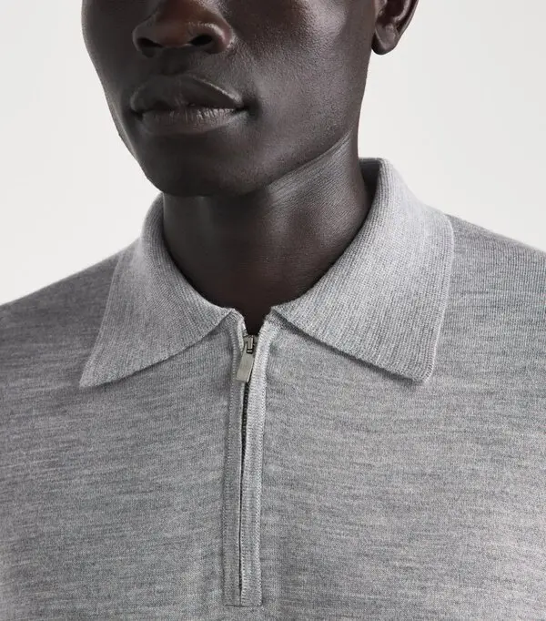 LARDINI Wool-silk-cashmere Quarter-zip Sweater