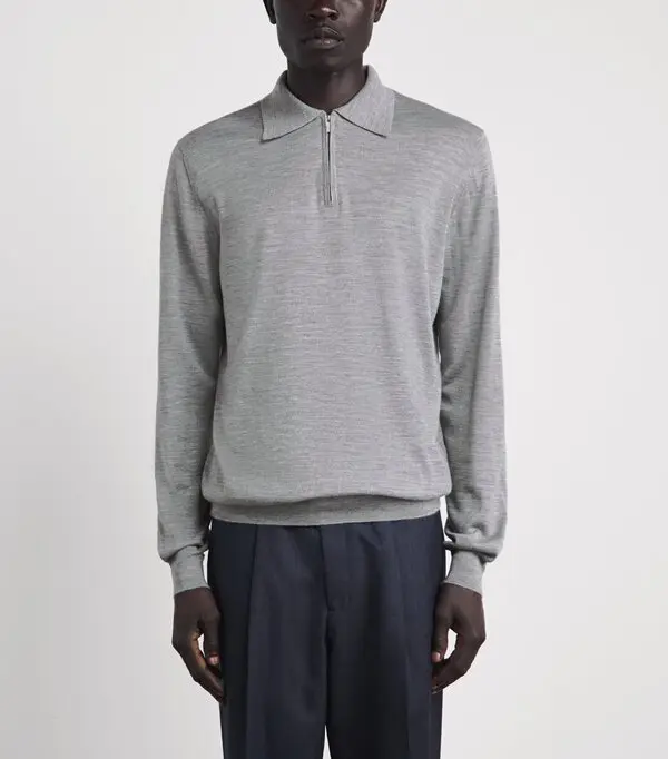 LARDINI Wool-silk-cashmere Quarter-zip Sweater