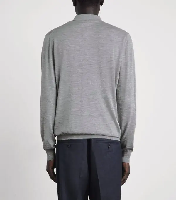 LARDINI Wool-silk-cashmere Quarter-zip Sweater