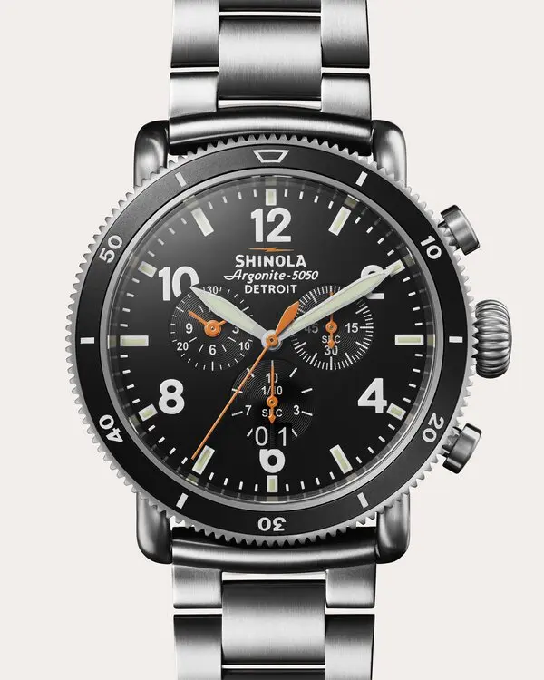 Shinola Blizzard Runwell 48mm Chronograph Watch Rubber