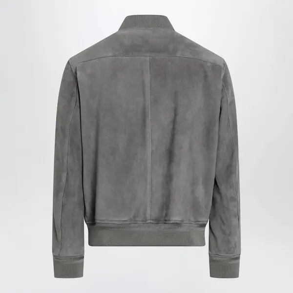 TOM FORD Titanium Suede Bomber Jacket In Lamb Leather