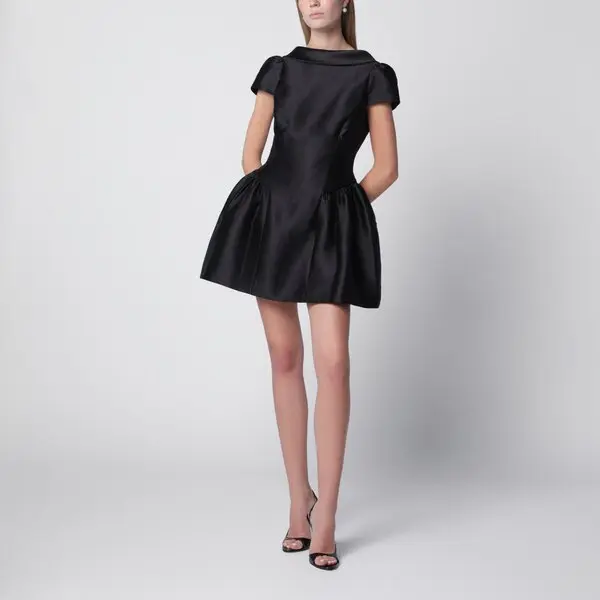 SELF-PORTRAIT Mini Taffeta Dress With Collar - Black