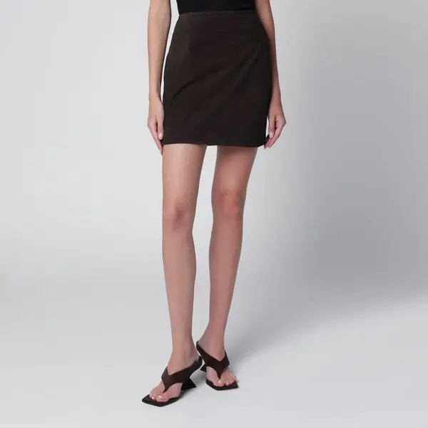 ROTATE BY BIRGER CHRISTENSEN Dark Suede Mini Skirt - Brown