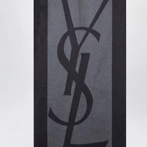 Saint Laurent Cassandre Jacquard Silk Scarf In Dark Grey