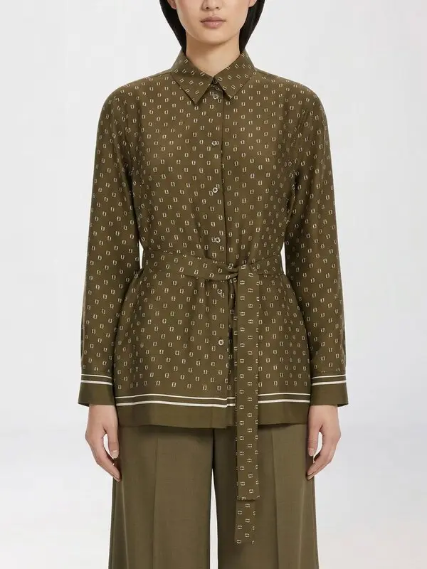 Max Mara Printed Shirt With Belt - Green