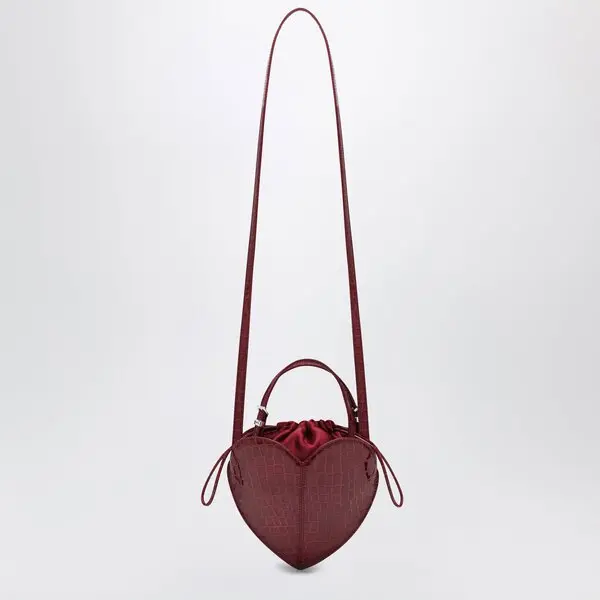 ROTATE BY BIRGER CHRISTENSEN Heart Shaped Structured Bag In Croc-embossed Leather - Red