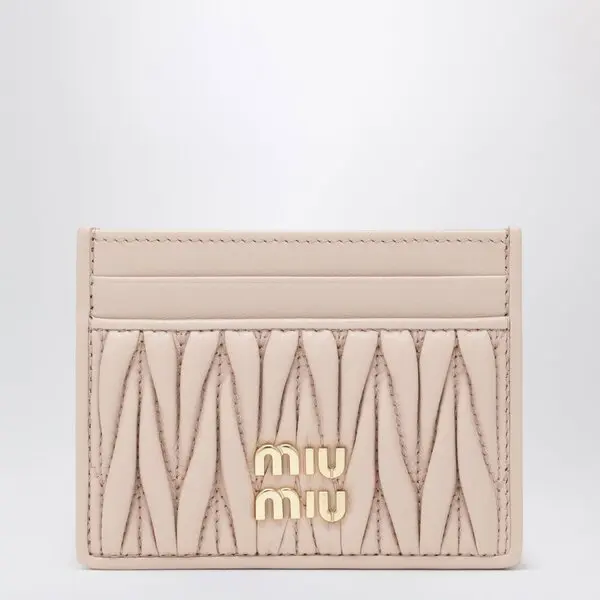 Miu Miu Powder Card Holder In Matelasse Nappa Leather - Pink