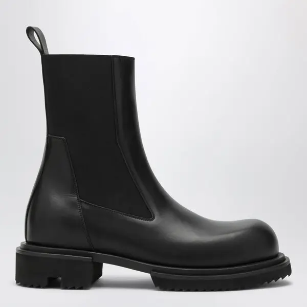Rick Owens Leather Tower Beatle Gabe Boots - Black
