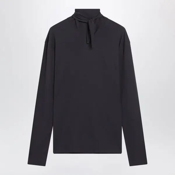 LEMAIRE Long-sleeved Sweater With Integrated Scarf Detail - Gray