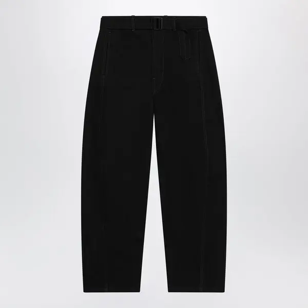 LEMAIRE Cotton Trousers With Belt - Black