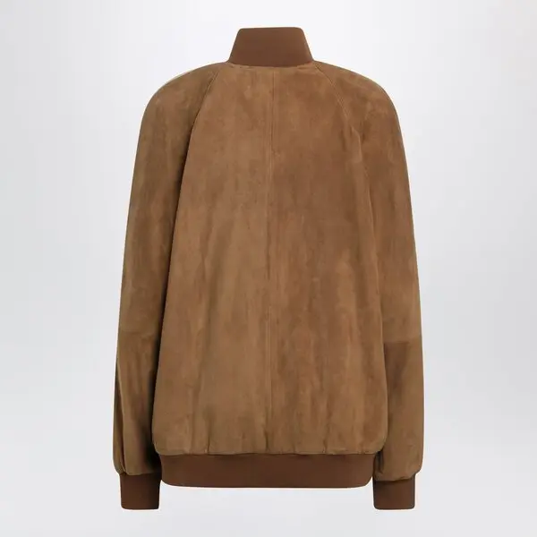 Miu Miu Waxed Suede Leather Jacket In Cognac