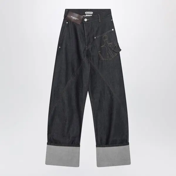 JW Anderson Indigo Denim Workwear Jeans With Twisted Turn-up - Blue