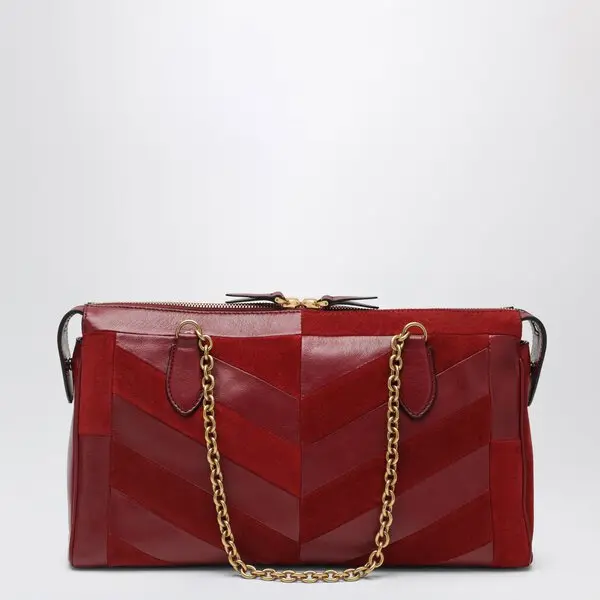 Valentino Garavani Medium Panthea Shoulder Bag In Suede And Nappa Leather - Red