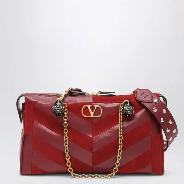 Valentino Garavani Medium Panthea Shoulder Bag In Suede And Nappa Leather - Red