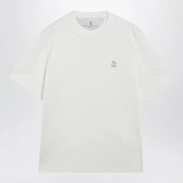 Brunello Cucinelli Crew-neck Cotton Jersey T-shirt With Logo In Off - White